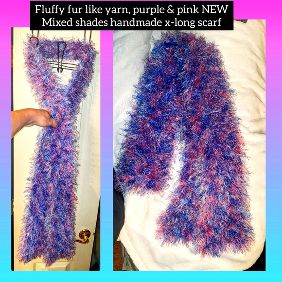 Hand Crafted | Other | 525 Fluffy Fur Like Yarn Purple Pink Mixed ...